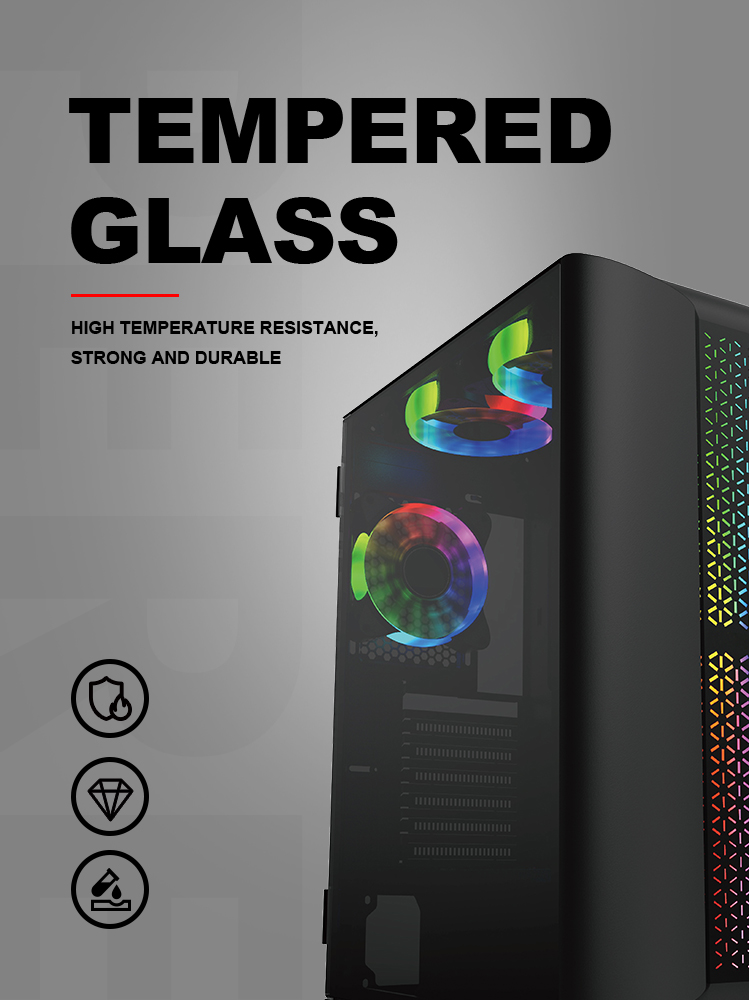 wholesale custom glass btx plexiglass with fan led mid tower gaming ...