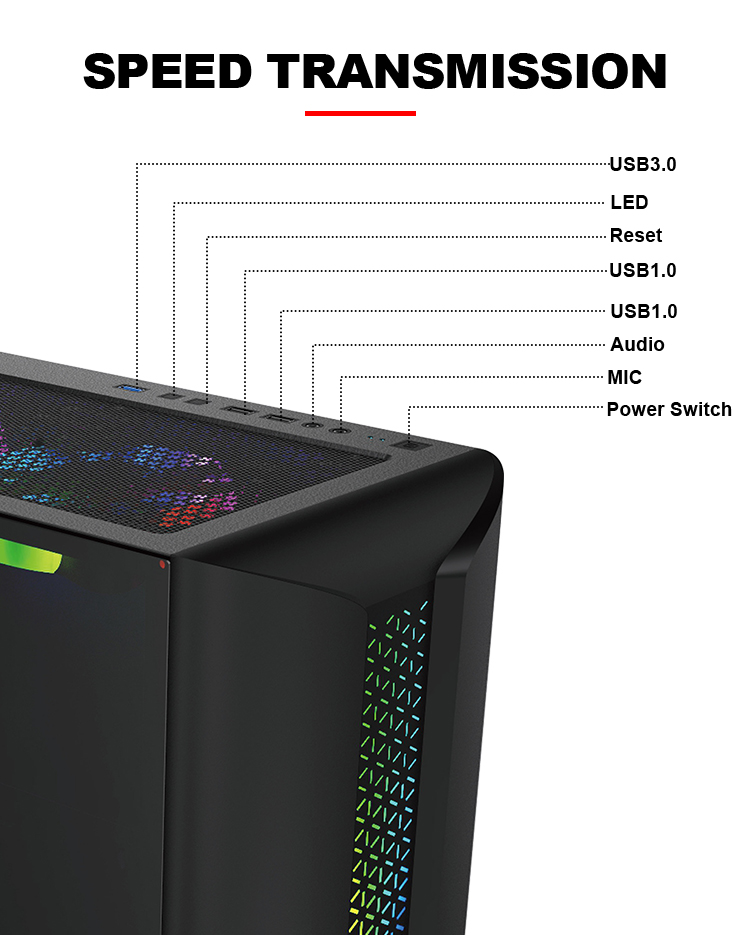 wholesale custom glass btx plexiglass with fan led mid tower gaming ...