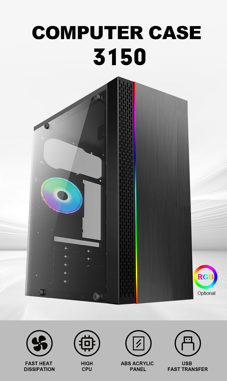 wholesale desktop custom glass btx plexiglass with fan desktop led mid ...