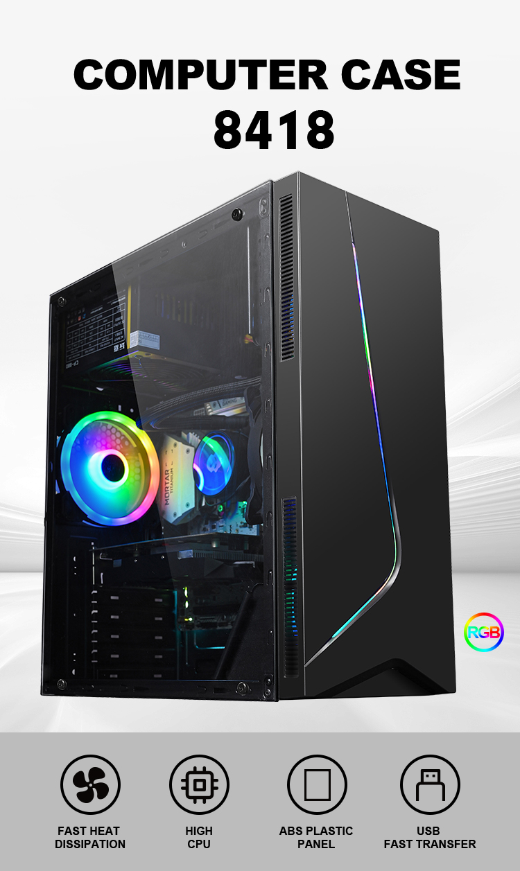 wholesale desktop custom glass btx plexiglass with fan desktop led mid ...