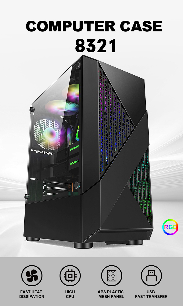 production custom branded low end chasis gaming computer casing rgb atx ...