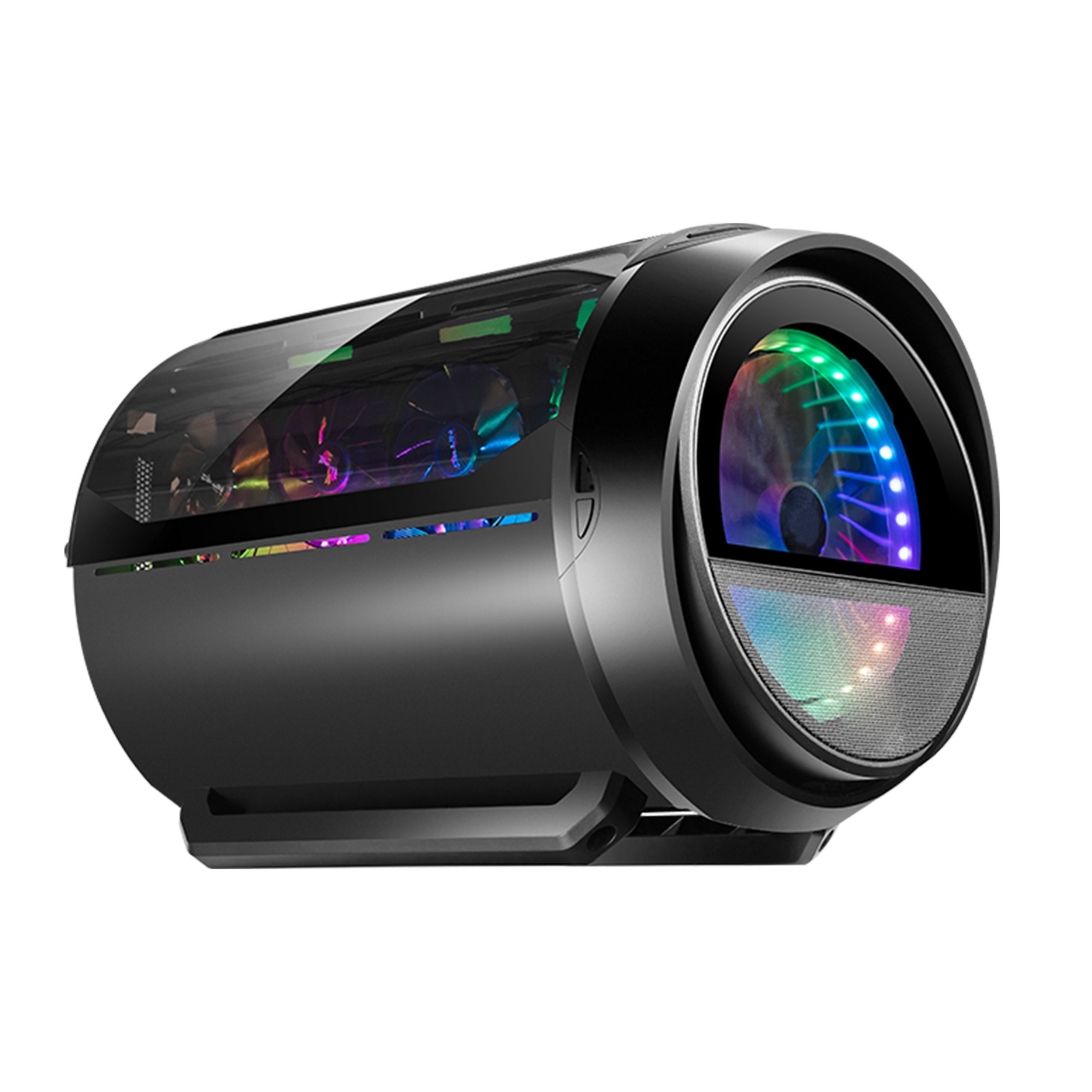 deluxe itx mid tower table with power supply transparent colourful RGB ...