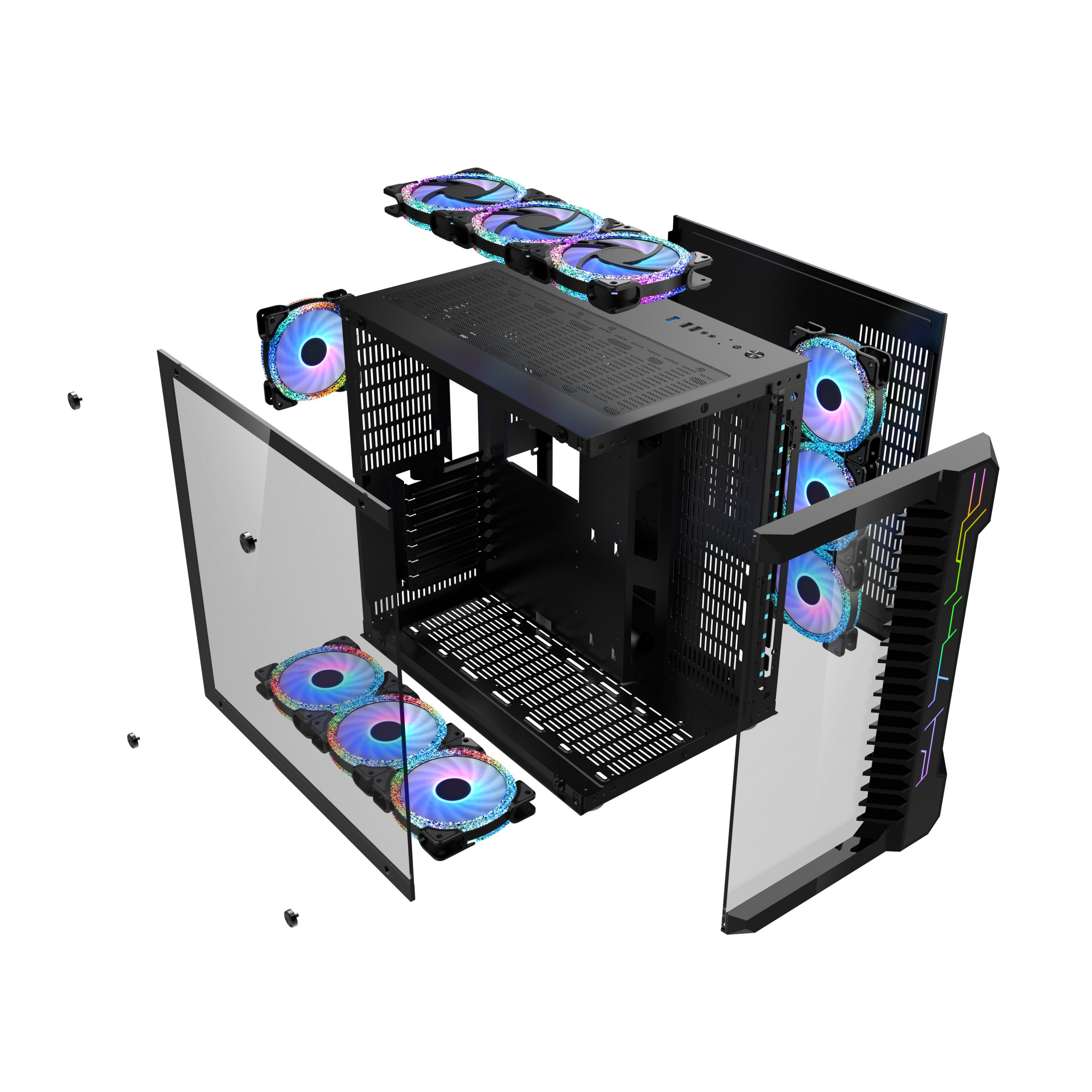 atx pc with fan colourful plexiglass horizontal cooled cpu cabinet ...