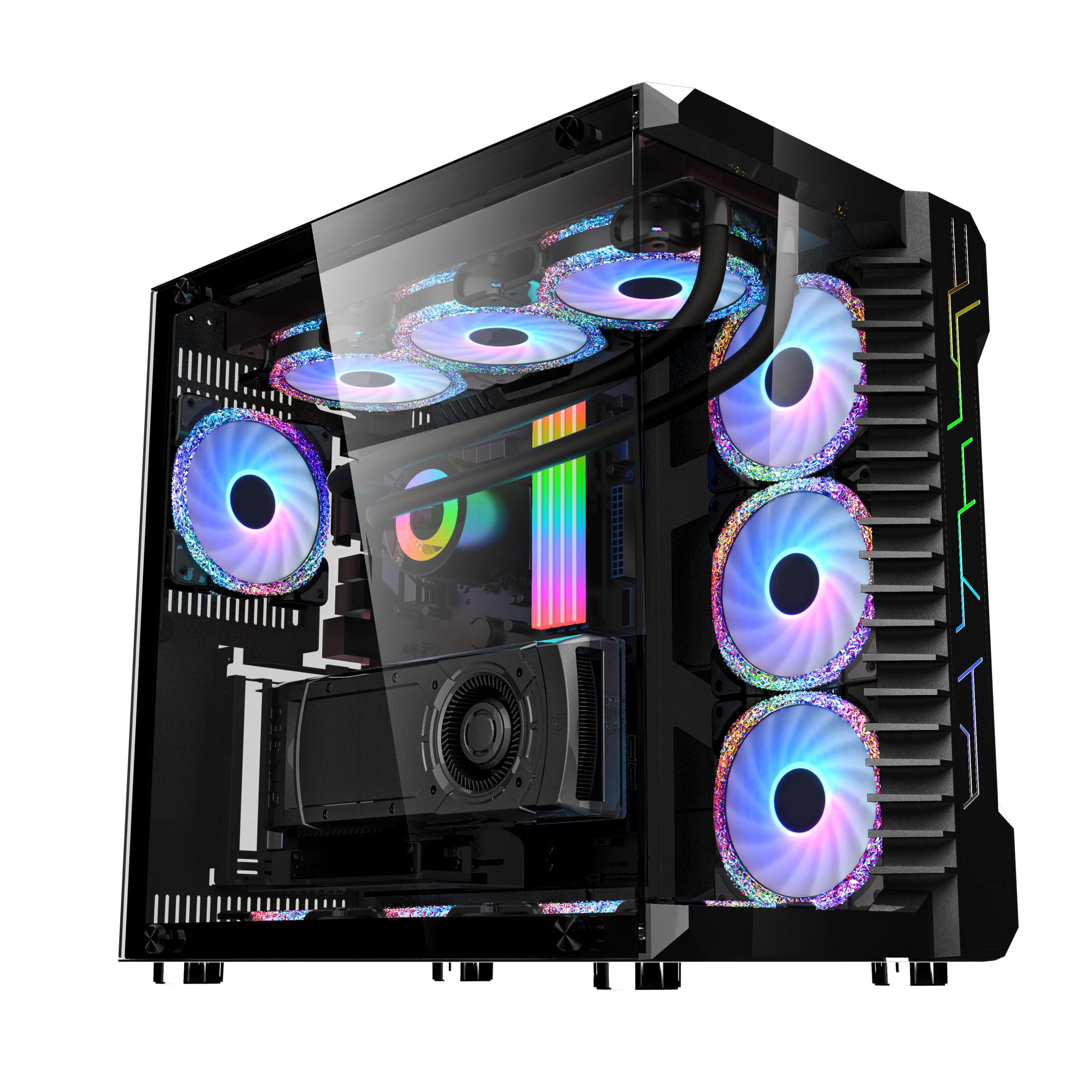 atx pc with fan colourful plexiglass horizontal cooled cpu cabinet ...
