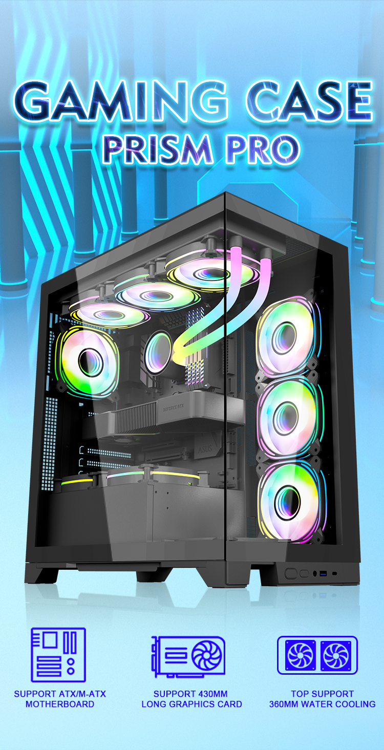atx pc with fan colourful plexiglass horizontal cooled cpu cabinet ...