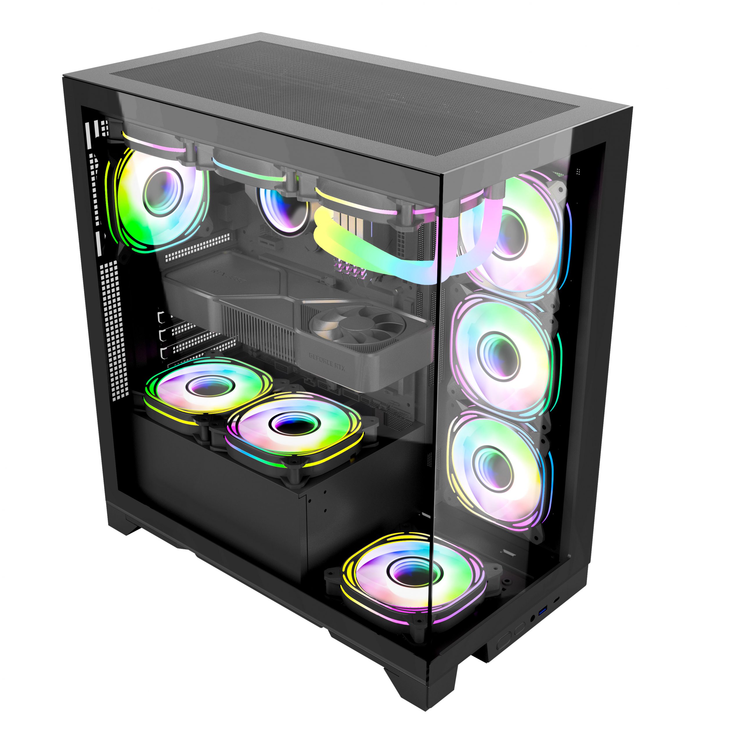 atx pc with fan colourful plexiglass horizontal cooled cpu cabinet ...