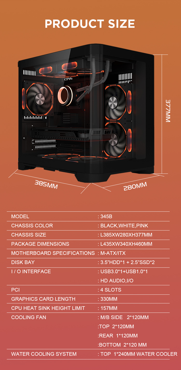atx pc oem all in one custom with lcd temperature display dustproof ...