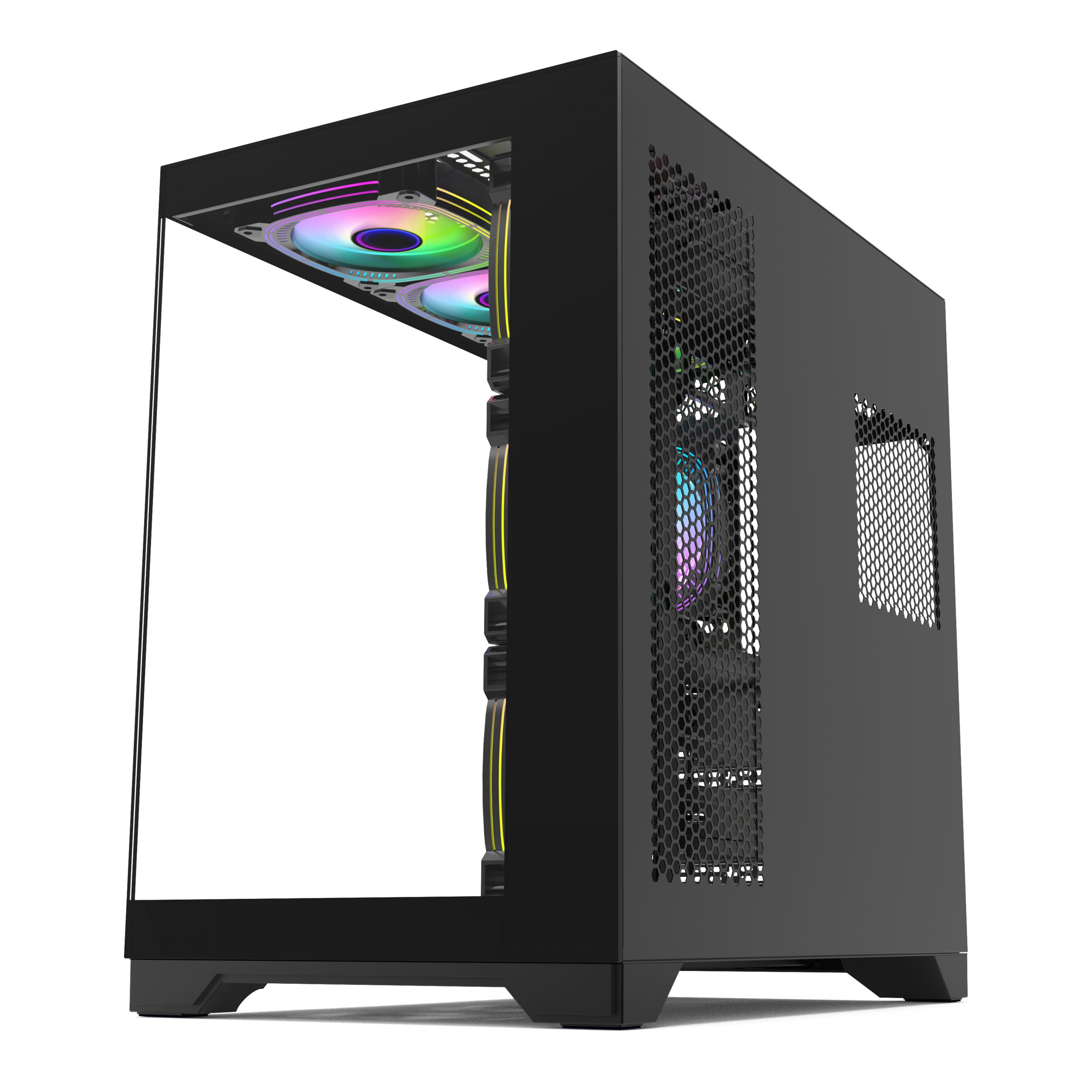 deluxe full towers desktop Panoramic tempered glass white pc casing cpu ...