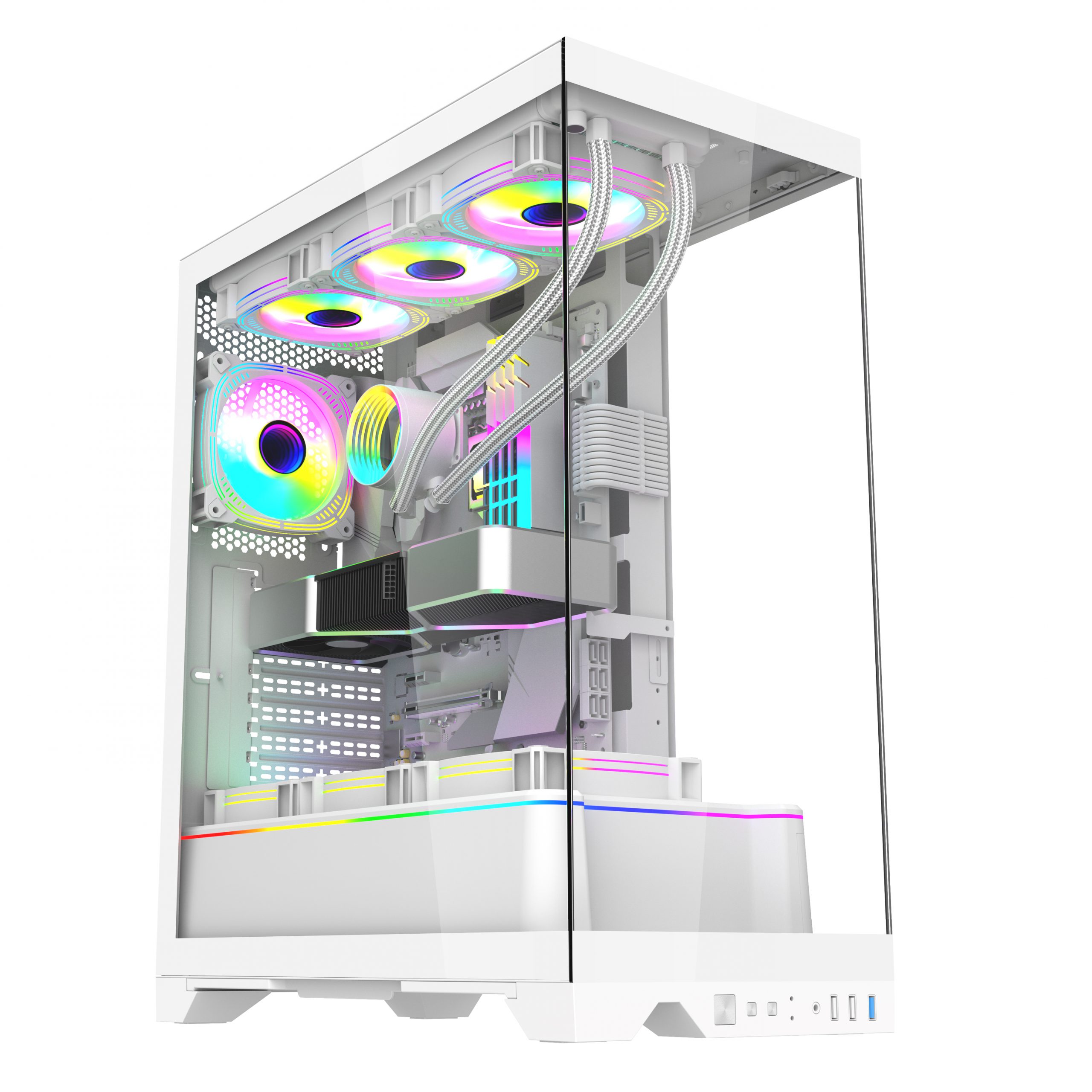 New Design E-ATX RGB Gaming Desktop Panoramic Tempered Glass Computer ...