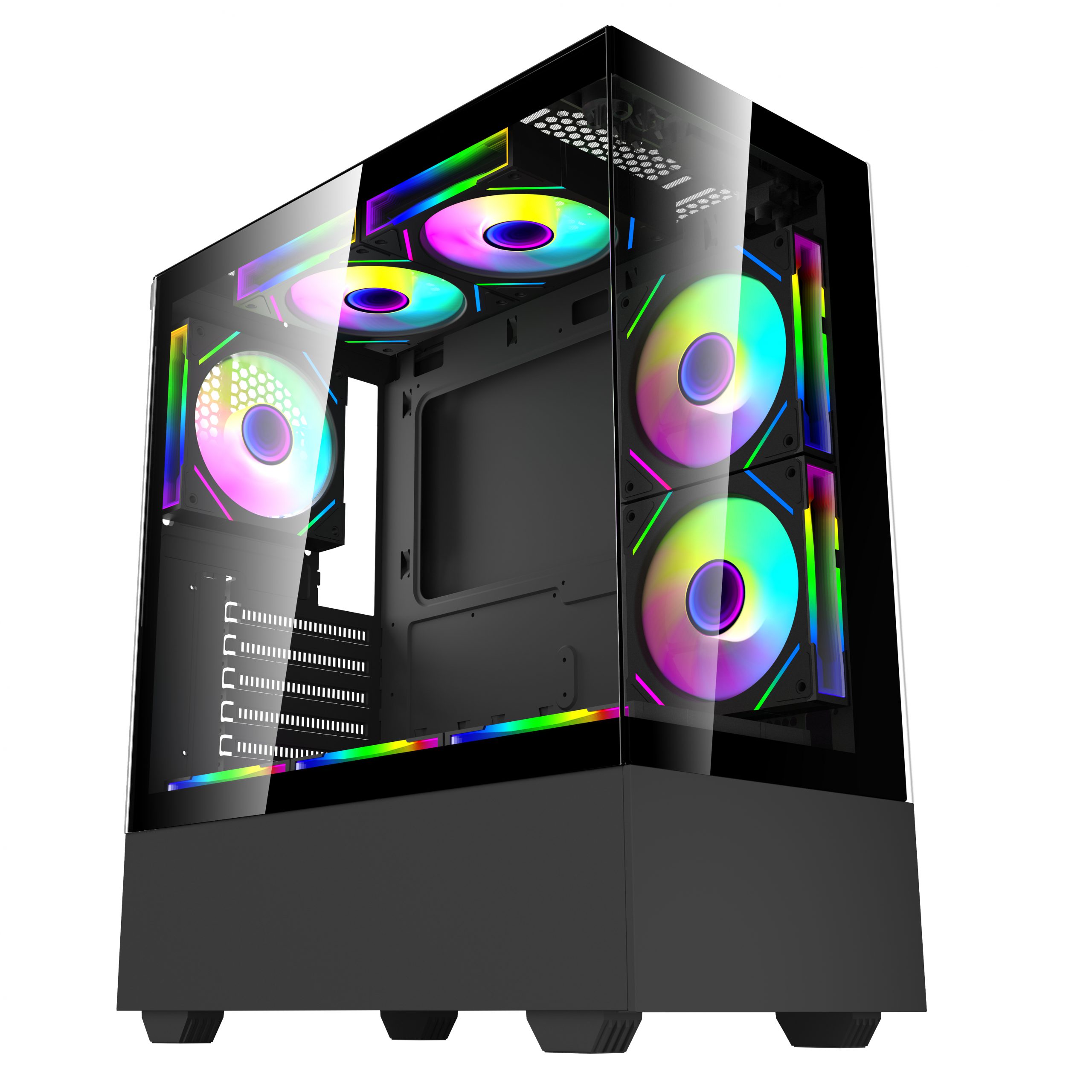 deluxe full towers desktop Panoramic tempered glass white pc casing cpu ...